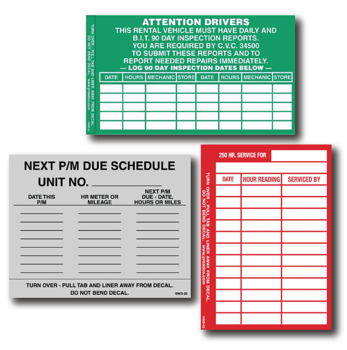 Maintenance Decals – Pro Ad Co, Inc.