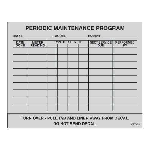 Maintenance Aluminum Foil Decal 3.75" X 4.75" [NWD-28] 25 count – Pro ...